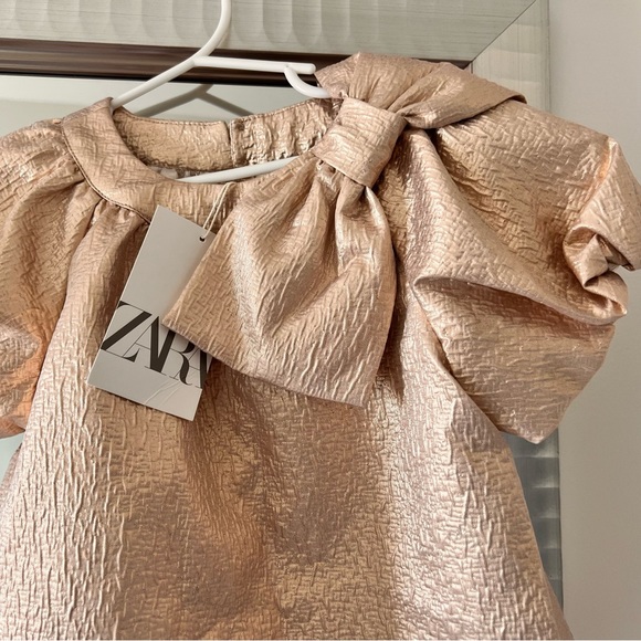 Zara | Dresses | Nwt Zara 3d Bow Dress Gold Size 34 | Poshmark